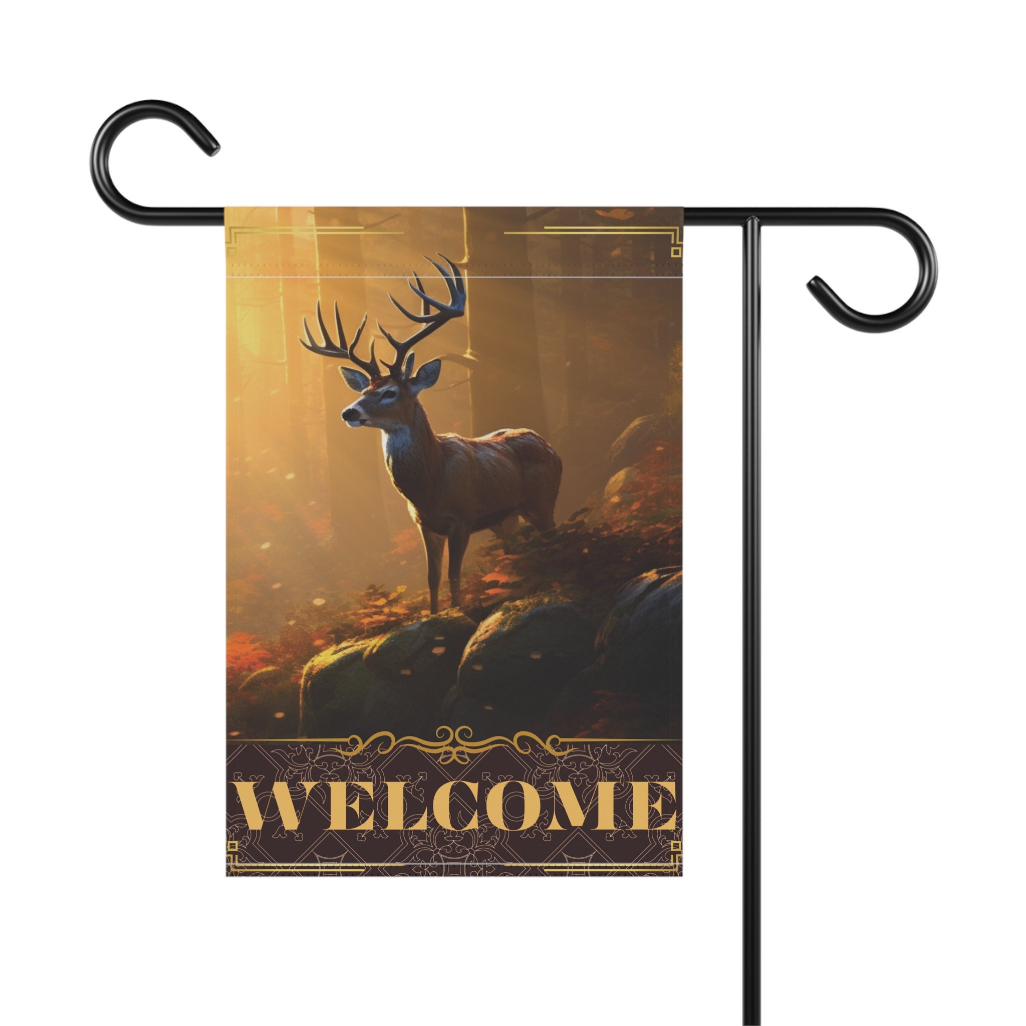 Welcome Whitetail Deer in the Forest Garden House Banner Home Flag Gift ...