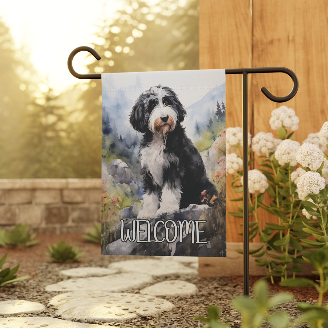 Bernedoodle Dog Welcome Banner, House Flag, Garden Banner, Dog Lover ...