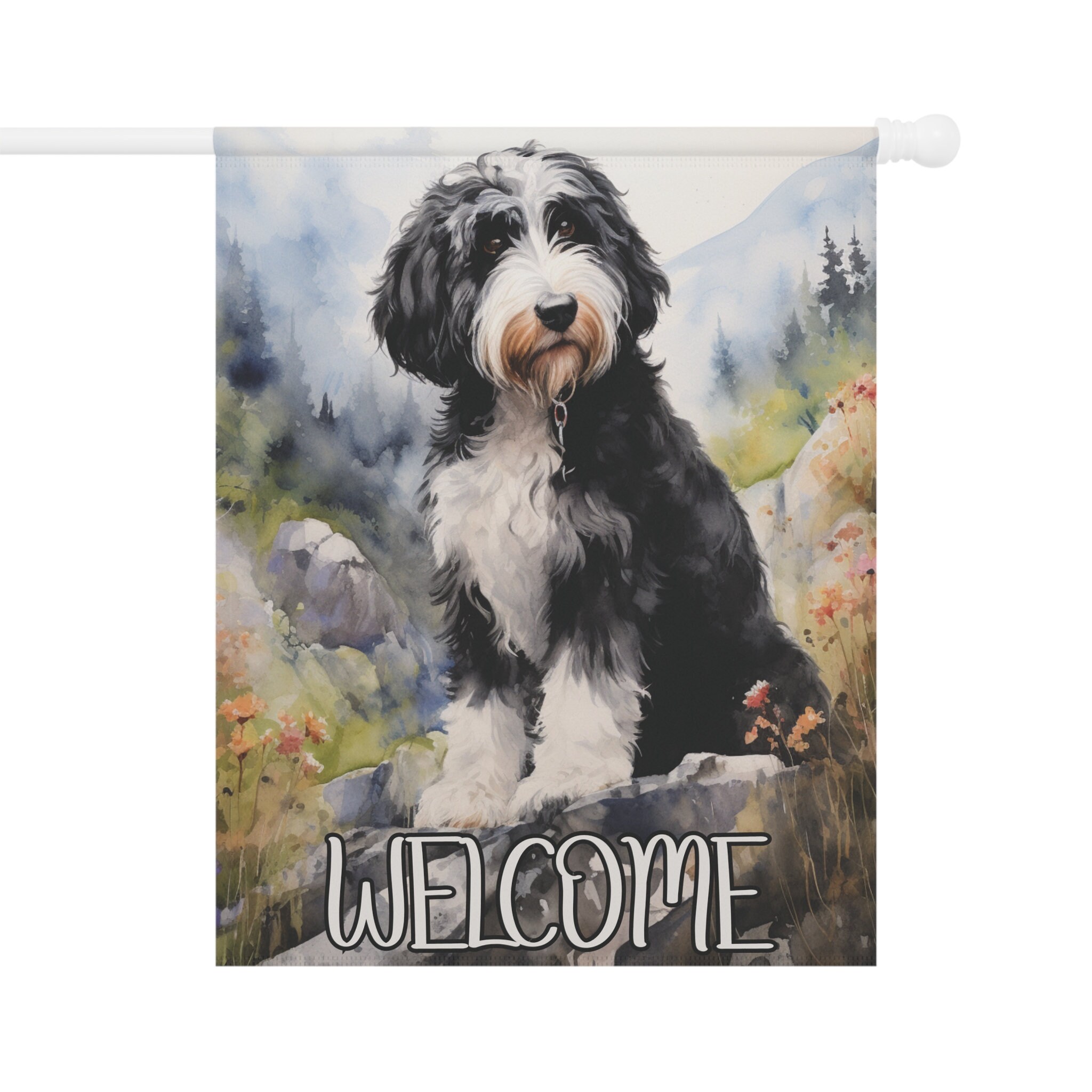 Bernedoodle Dog Welcome Banner, House Flag, Garden Banner, Dog Lover ...