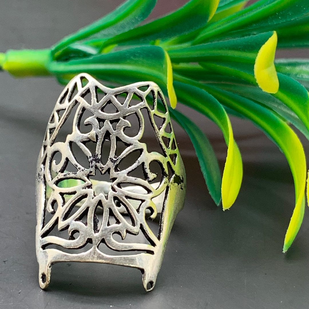 Sterling Silver Ornate Signet Ring | Unique Design - Etsy
