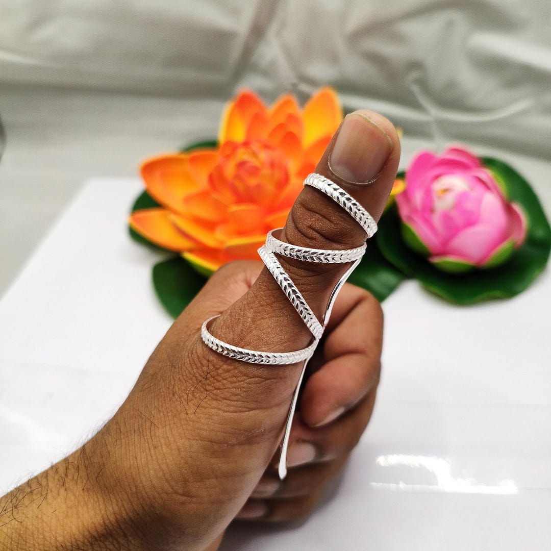 Silver Plated Thumb Splint Ring, Adjustable MCP Hyperextension Support ...
