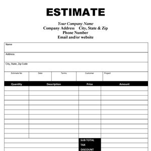 Estimate Invoice Template | Documented | PDF Business | Printable ...