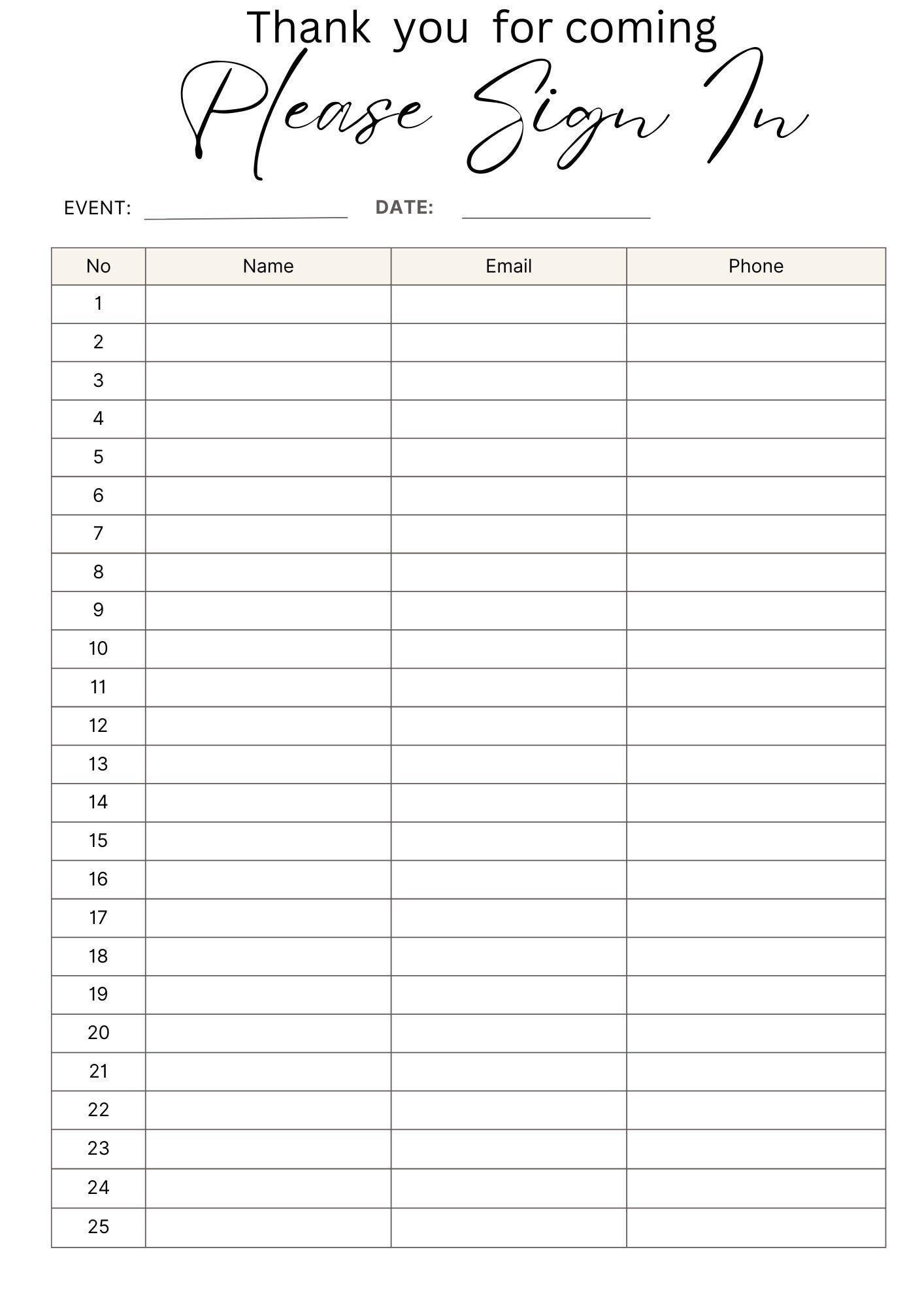 Open House Sign-in Sheet Real Estate Marketing Instant Download PDF ...