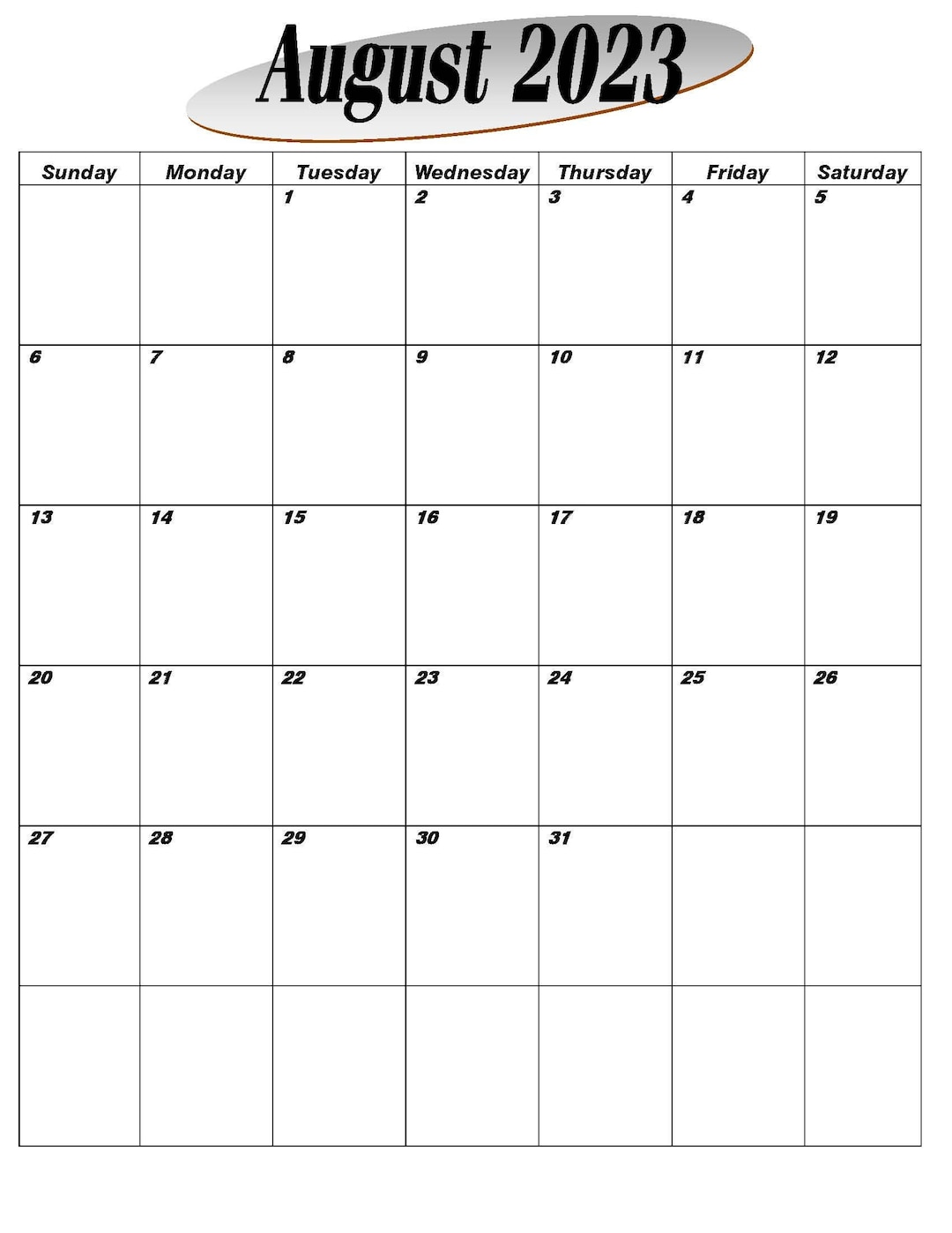 12 Month Calendar August 2023-july 2024 | Printable| Instant ...