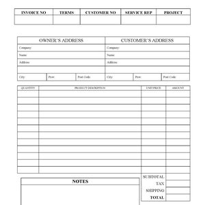 ESTIMATE-INVOICE White Lined Template | NCR | Printable Form |1st - Etsy