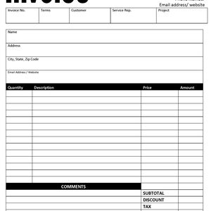 ESTIMATE-INVOICE Proposal Style Template | Printable Form | 2nd - Etsy