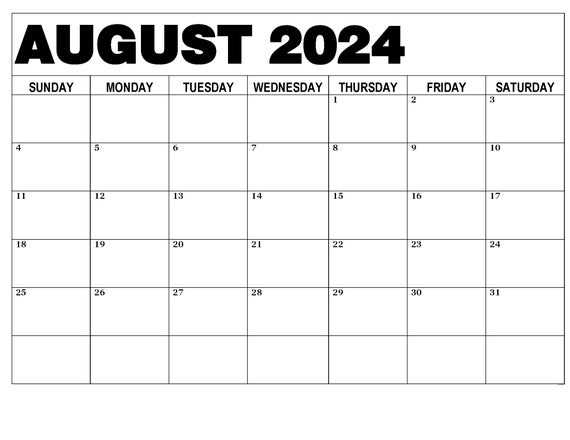Month Calendar Aug 2024