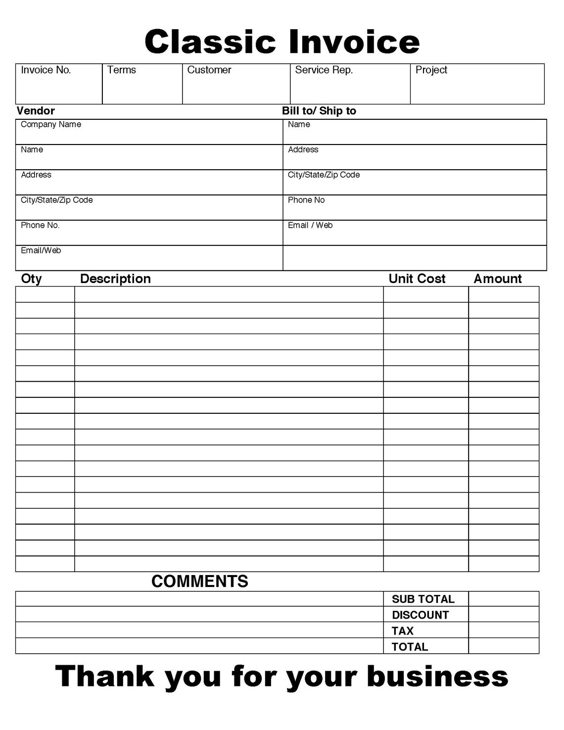 Classic ESTIMATE-INVOICE Proposal Style Template | Printable Form | 3rd ...