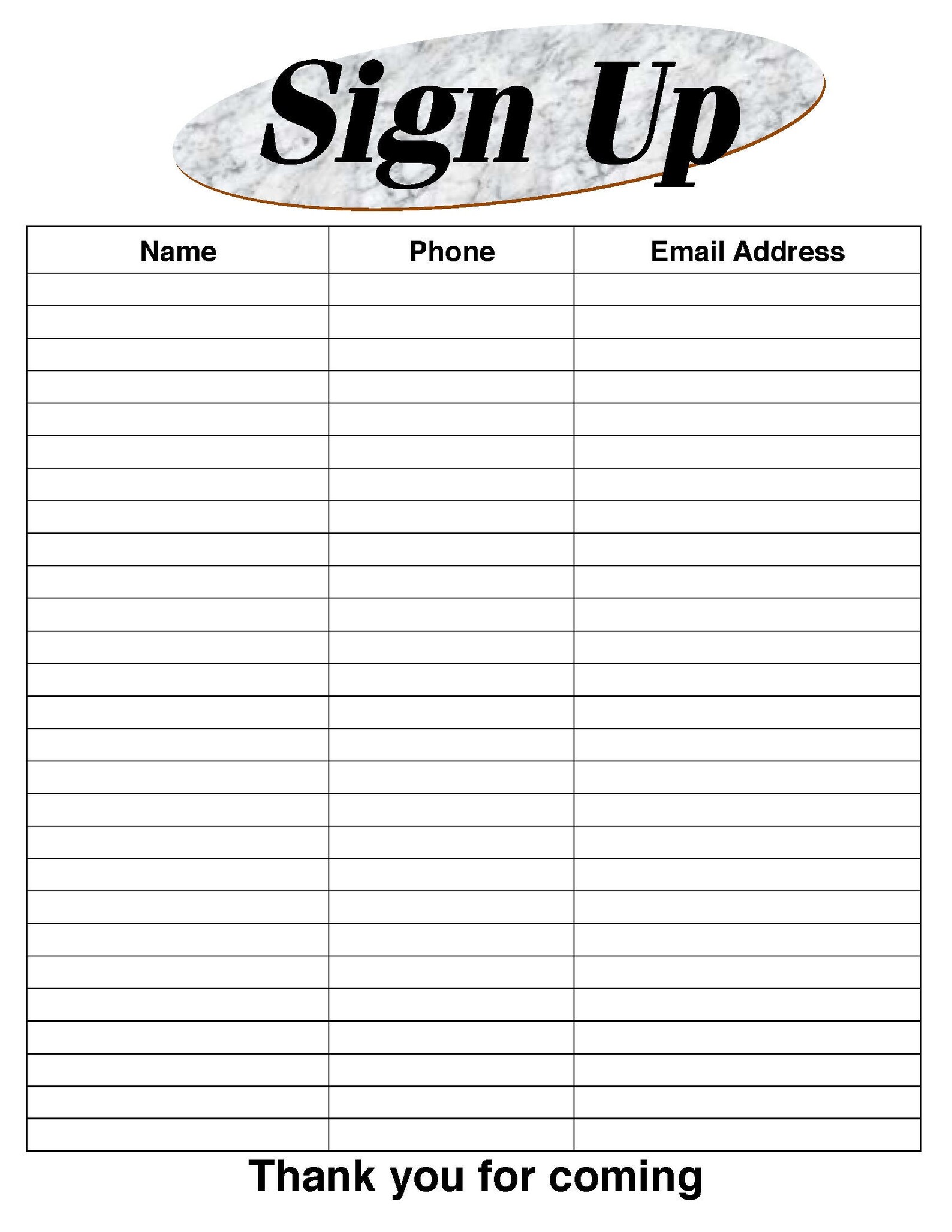 Printable Sign up Sheet. Sign up Template. Event Sign Up. Party Sign Up ...