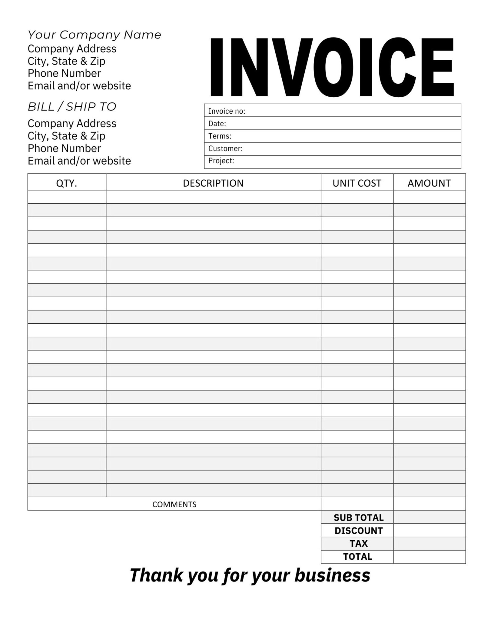 Editable Invoice & Estimate Template PDF | Small Business Instant ...