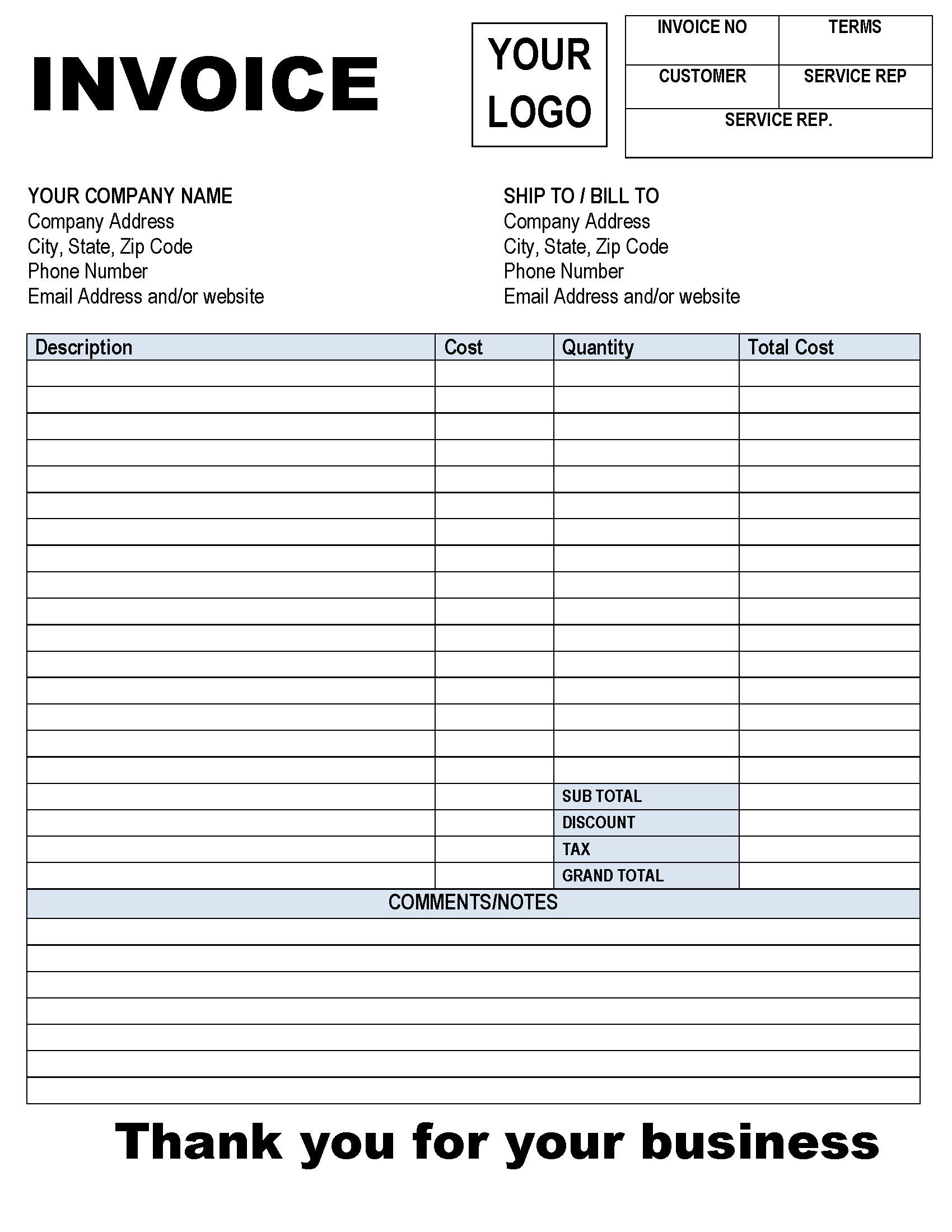 CLASSIC Estimate - Invoice Documented Template | Editable |printable ...