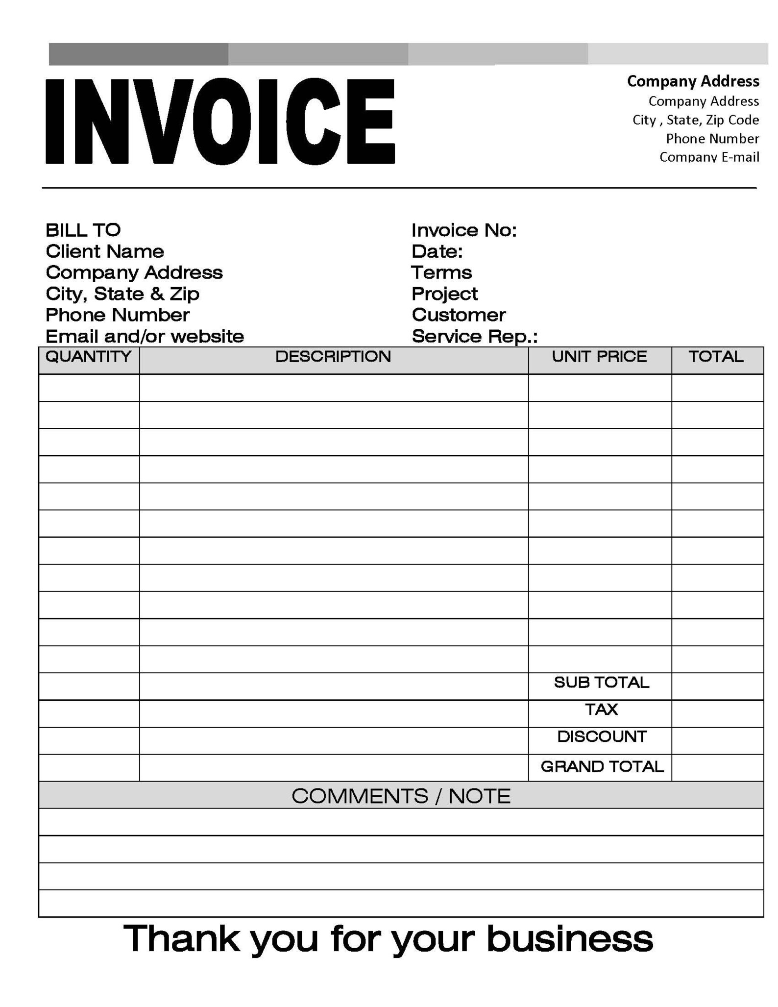 Estimate Invoice Template | GRAY SHADES | PDF Business | Printable ...
