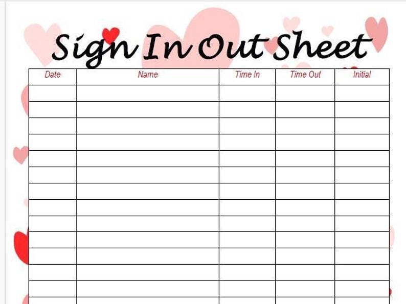 Sign in and Out Sheet Printable Form, Digital File, Instant Download, Editable, Fine Sorority ...