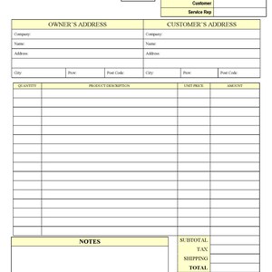 ESTIMATE-INVOICE Light Yellow Lined Template | NCR | Printable Form ...