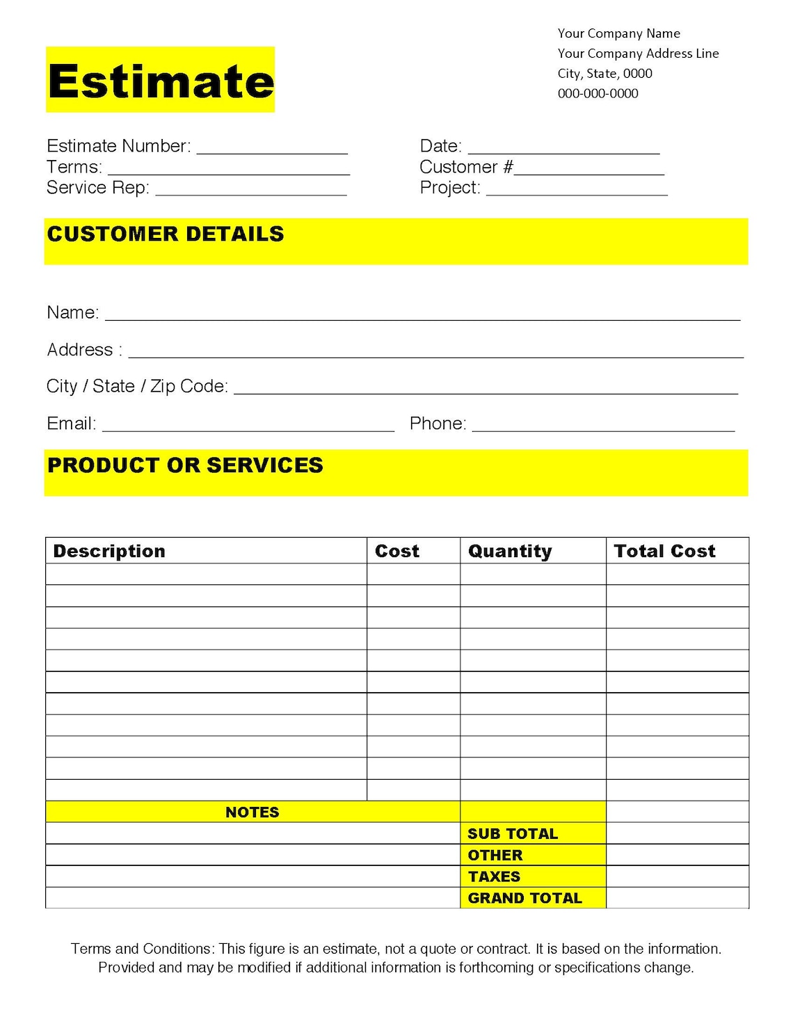 Estimate-invoice. Pdf/microsoft Word. Contractor Estimate-invoice ...