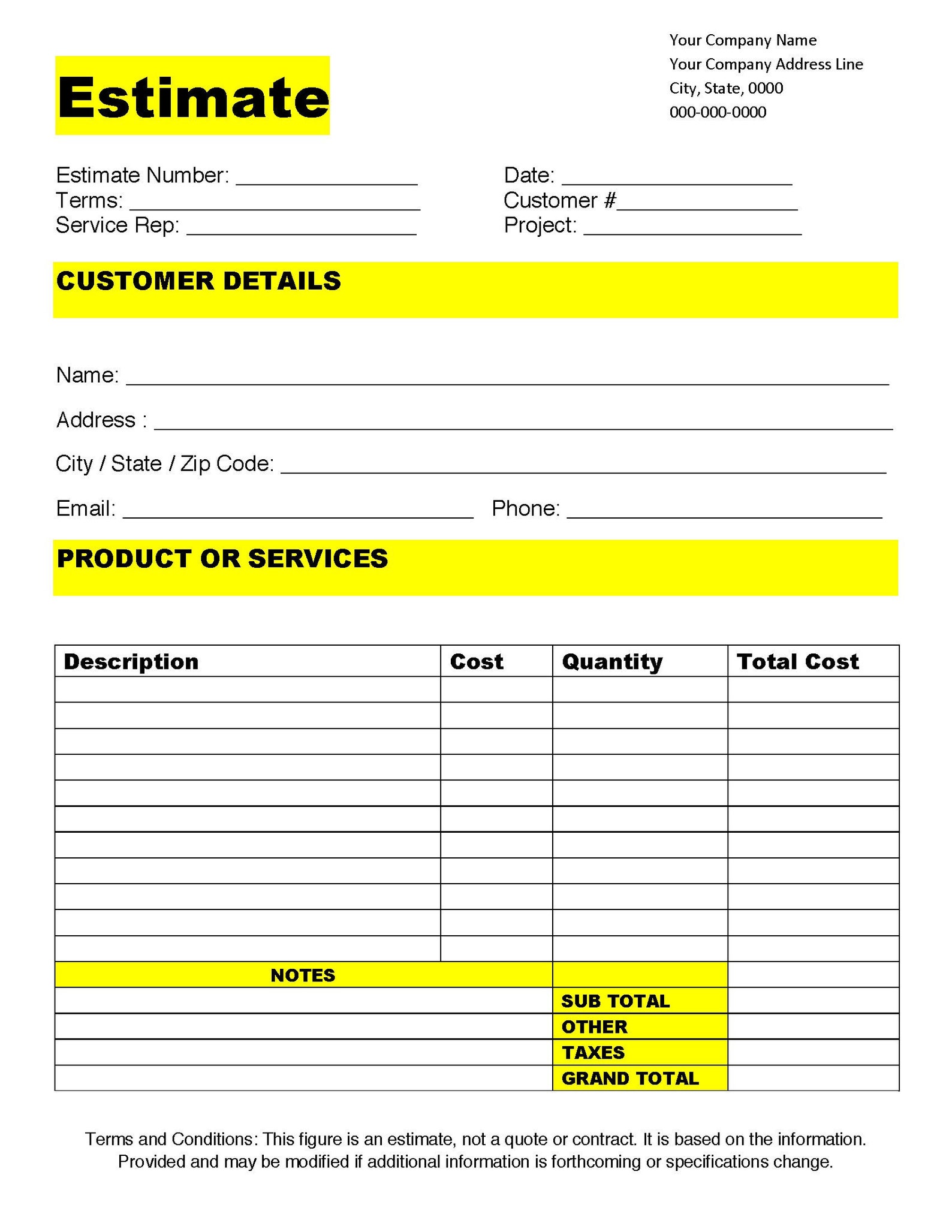 Estimate-invoice. Pdf/microsoft Word. Contractor Estimate-invoice ...