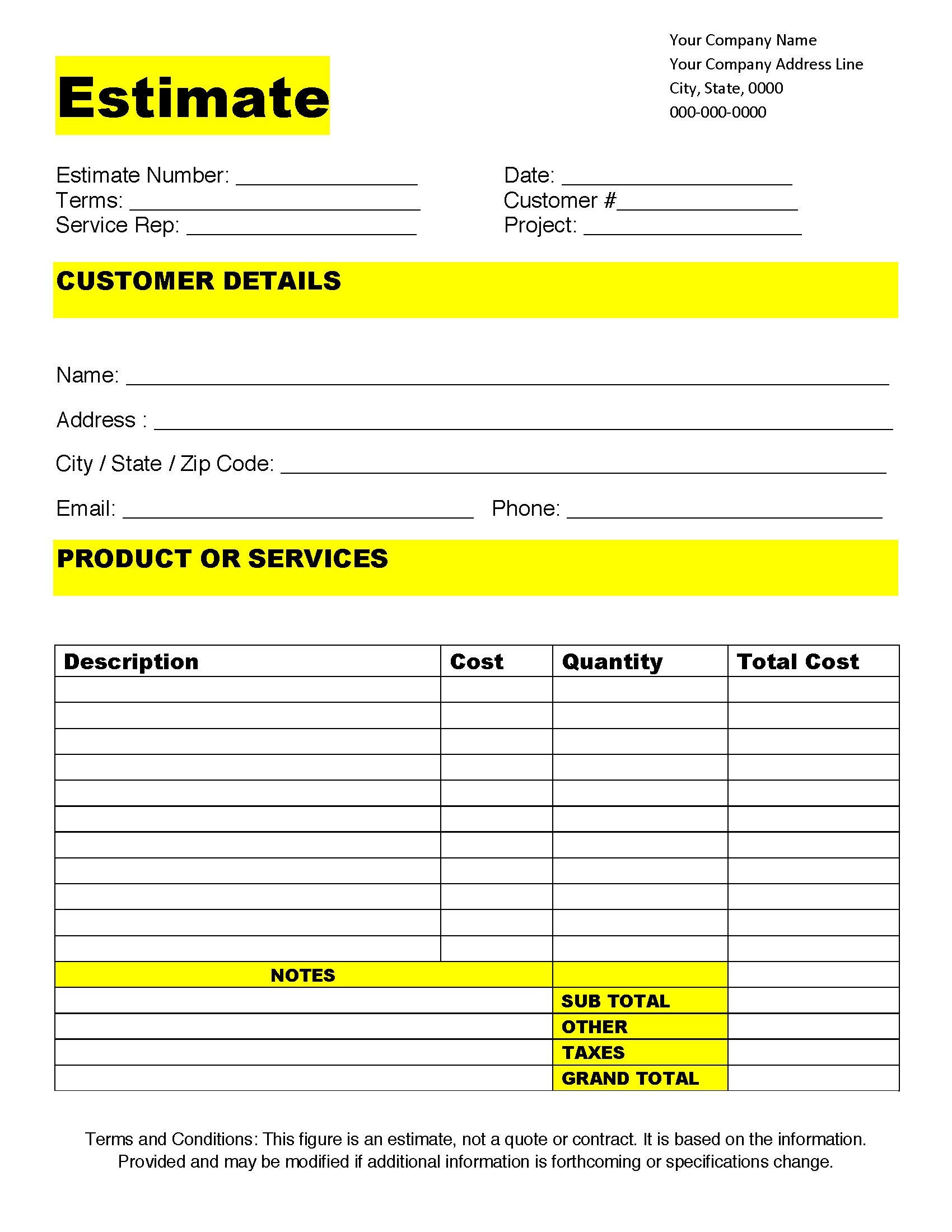 Estimate-invoice. Pdf/microsoft Word. Contractor Estimate-invoice ...