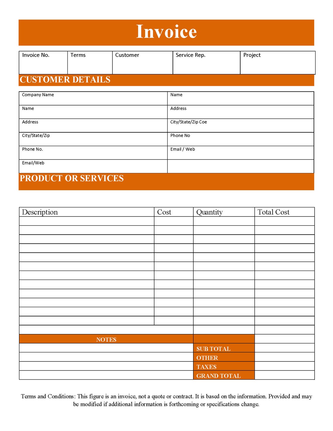 Estimate-invoice Orange Template Pdf/google Docs/microsoft Word ...