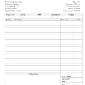 Estimate-invoice Template - Editable Small Business Invoice - Billing ...