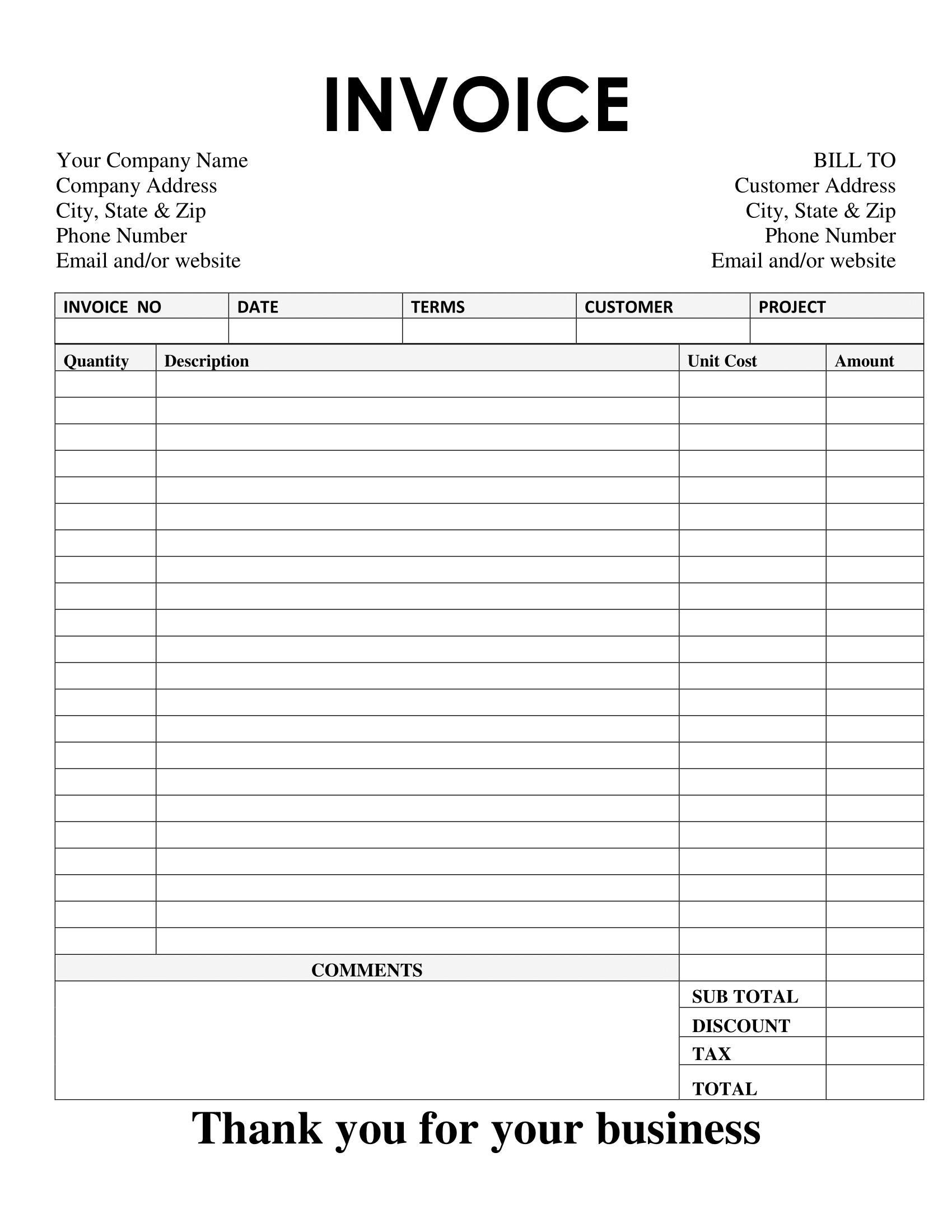Estimate-invoice Template - Editable Small Business Invoice - Billing ...