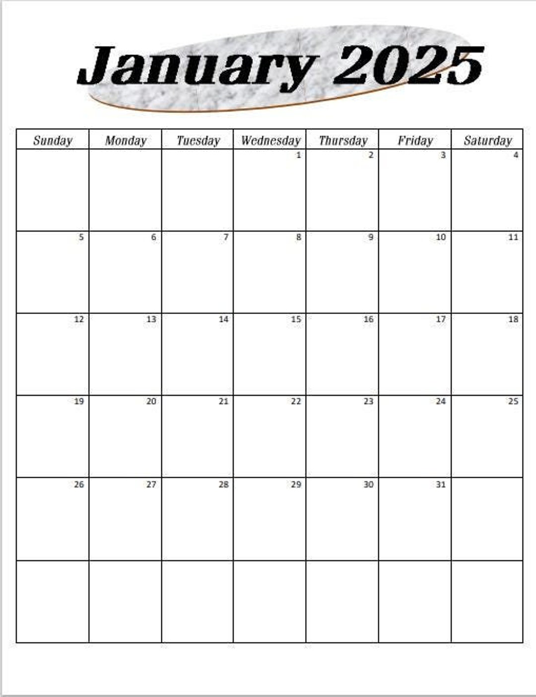 Full Year Calendar January-december 2025 | Printable| Instant ...