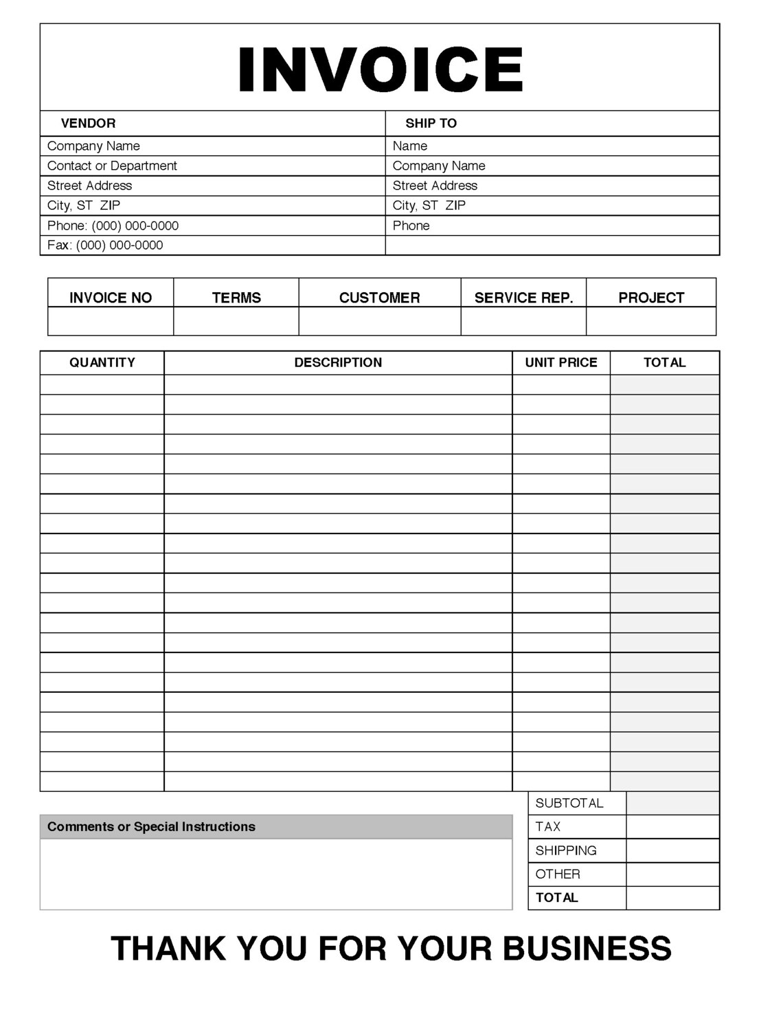 ESTIMATE-INVOICE White Lined Template | Printable Form | Editable ...