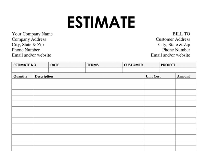 Estimate-invoice Template - Editable Small Business Invoice - Billing ...