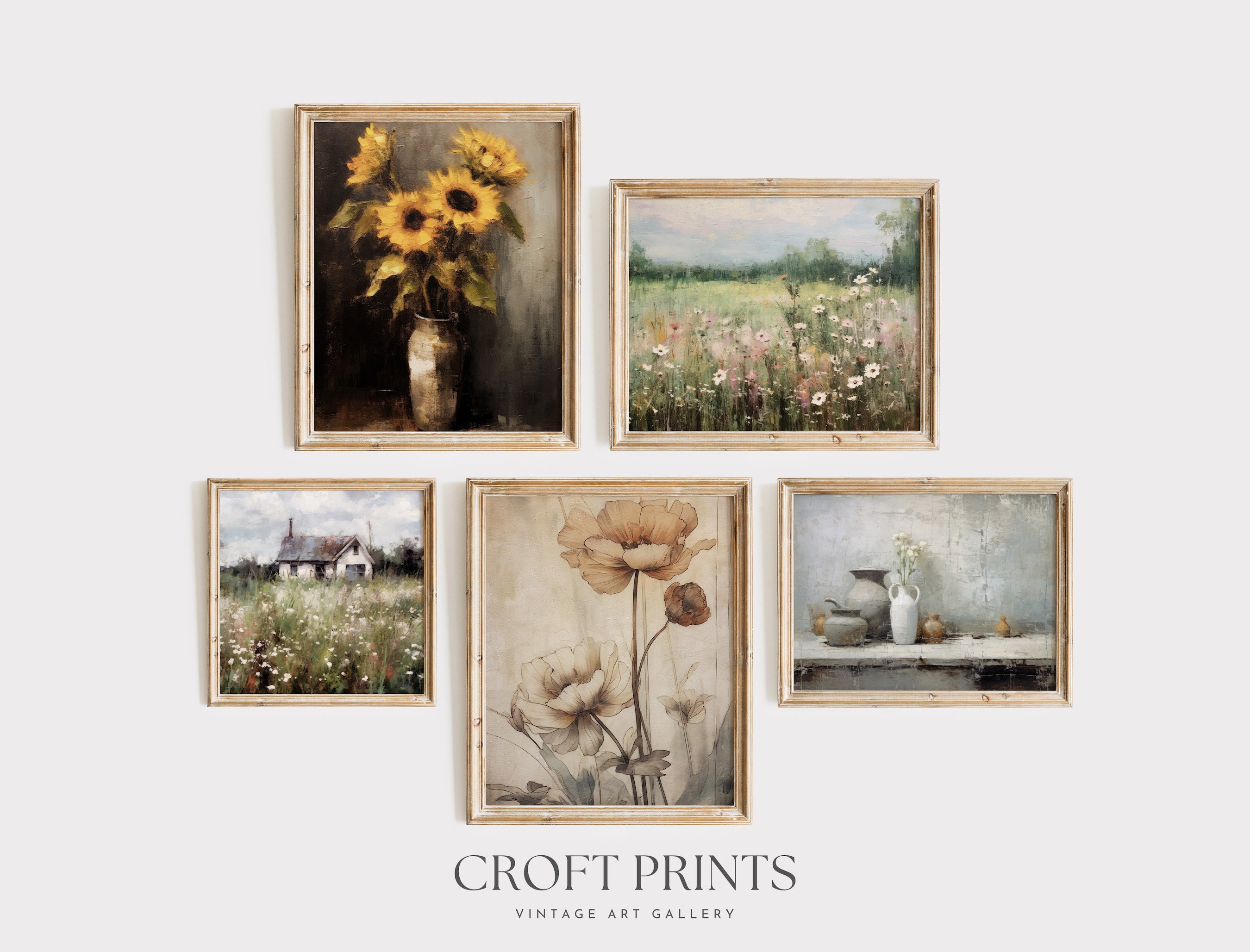 Flower Vintage Painting Bundle 10 Pack Wild Flowers Boho - Etsy