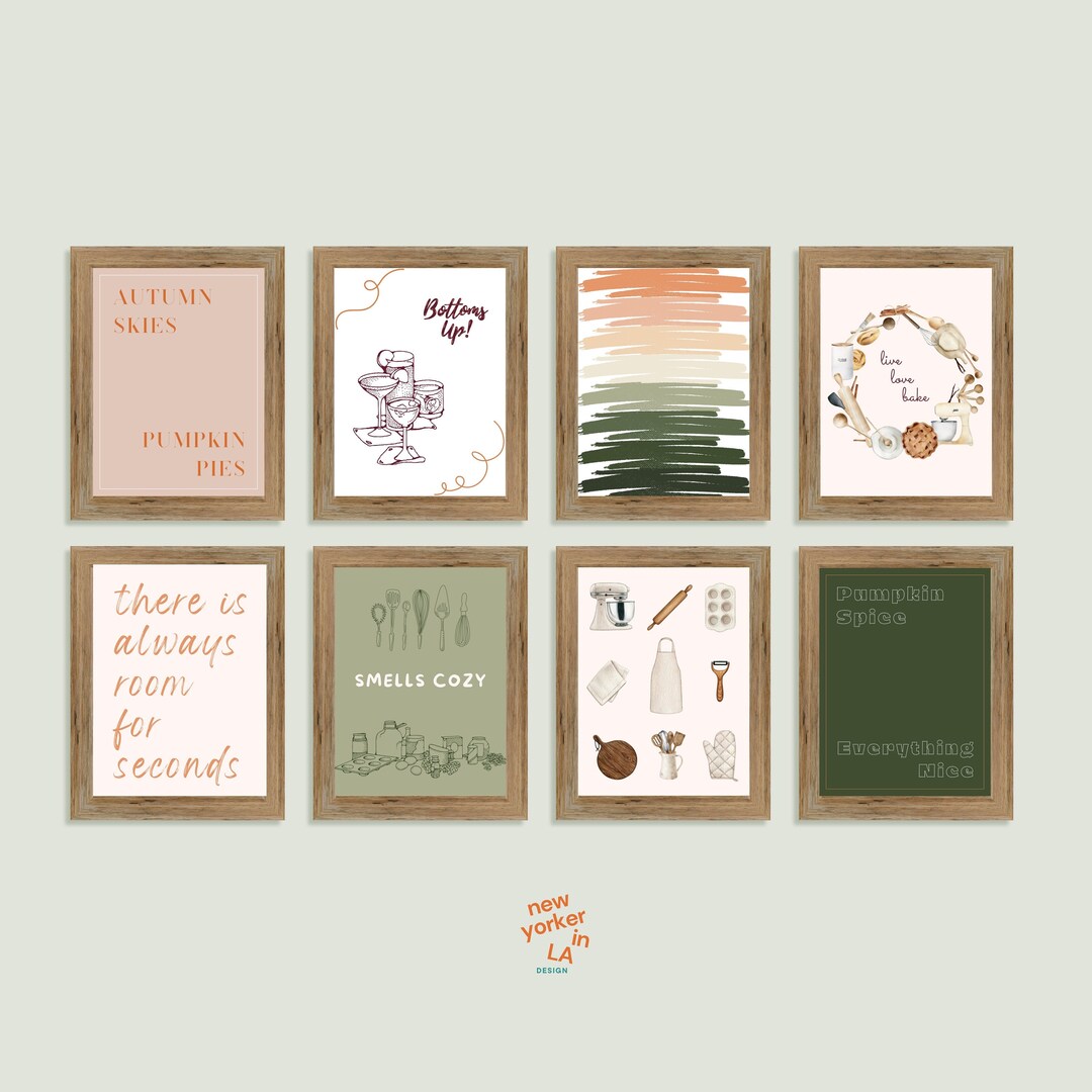 Thanksgiving Gallery Wall Art Set of 8 | Fall Wall Decor | Contemporary ...