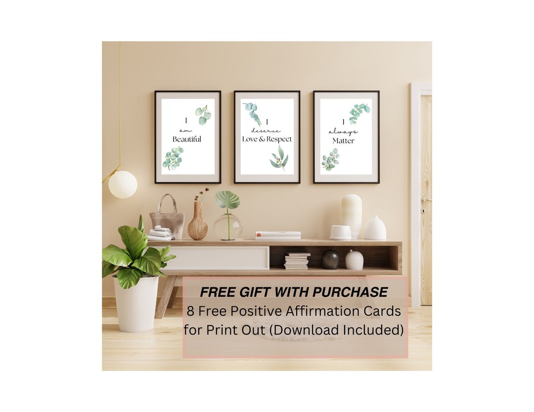 Printable Positive Affirmation 3-set Beautiful Nature Eucalyptus Wall ...