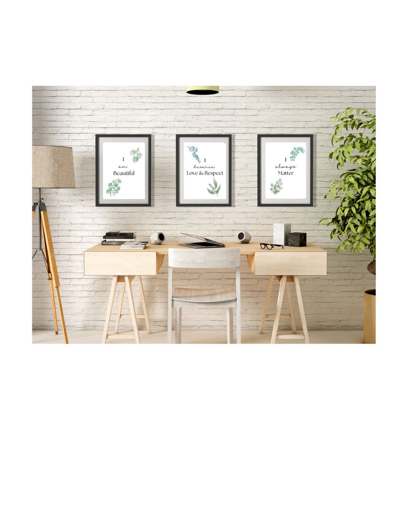 Printable Positive Affirmation 3-set Beautiful Nature Eucalyptus Wall ...