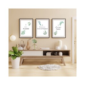Printable Positive Affirmation 3-set Beautiful Nature Eucalyptus Wall ...