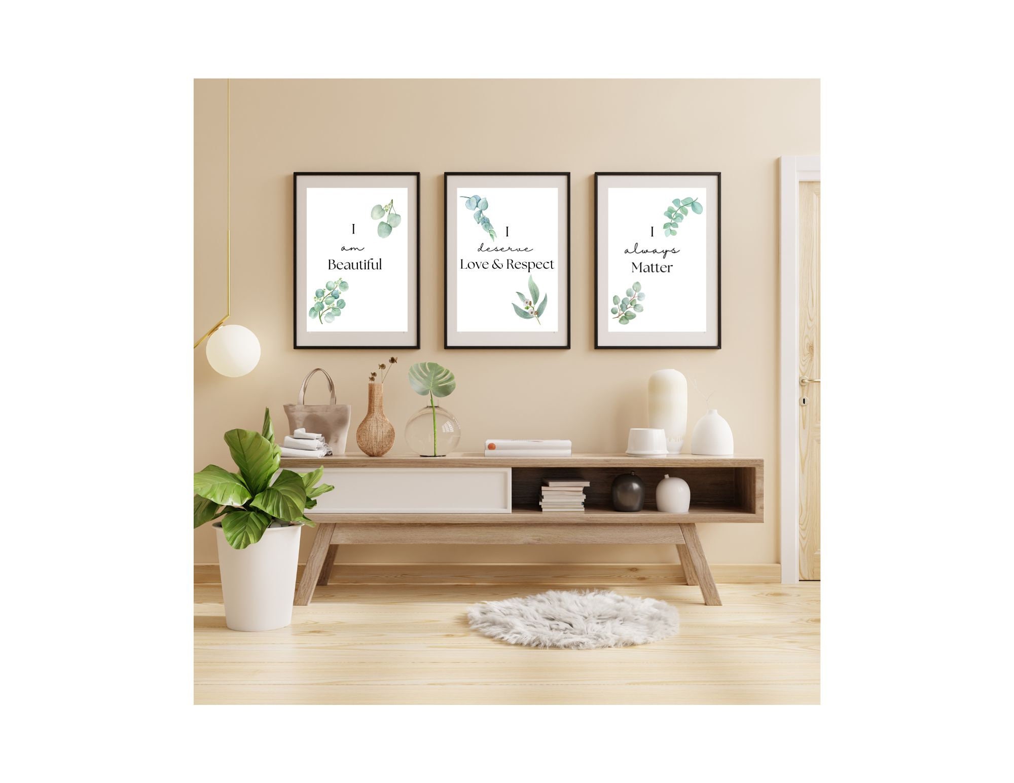 Printable Positive Affirmation 3-set Beautiful Nature Eucalyptus Wall ...
