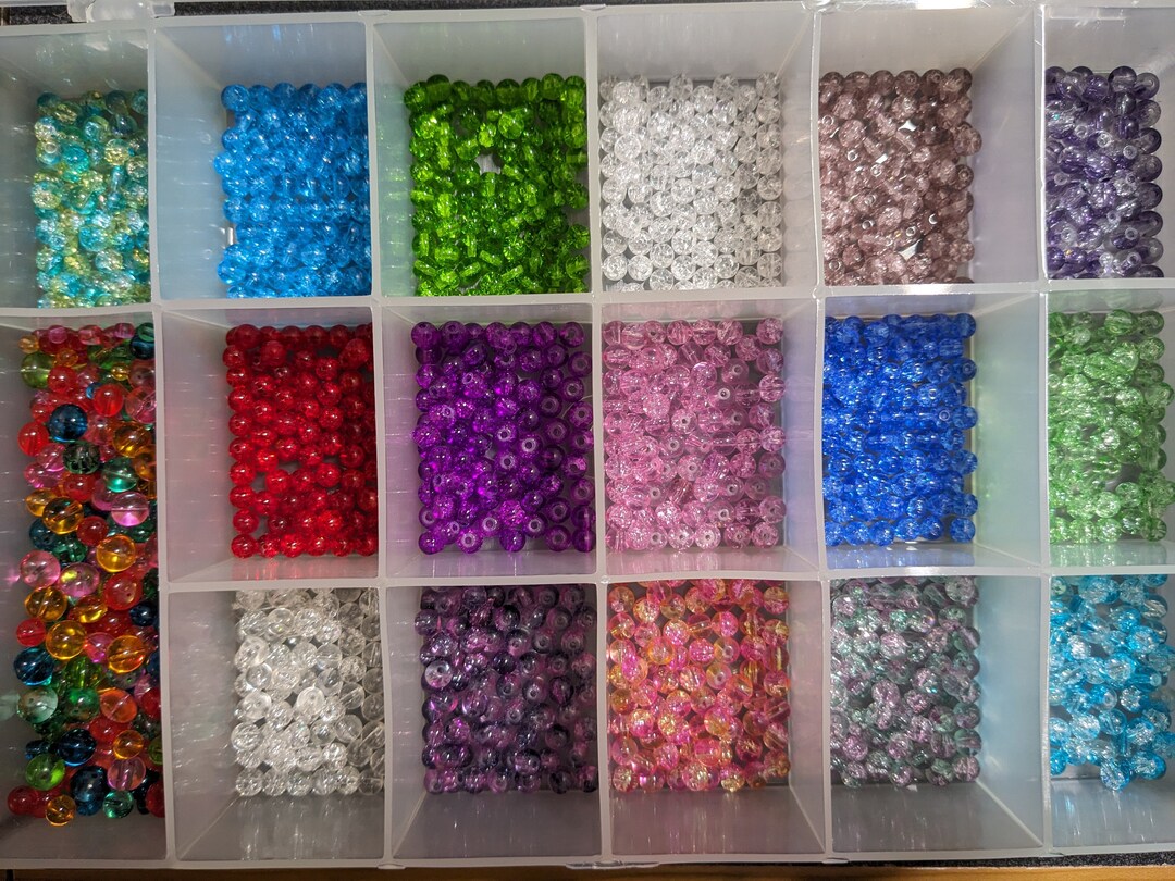 Assorted Round Glass Beads in Plastic Container GB108 - Etsy