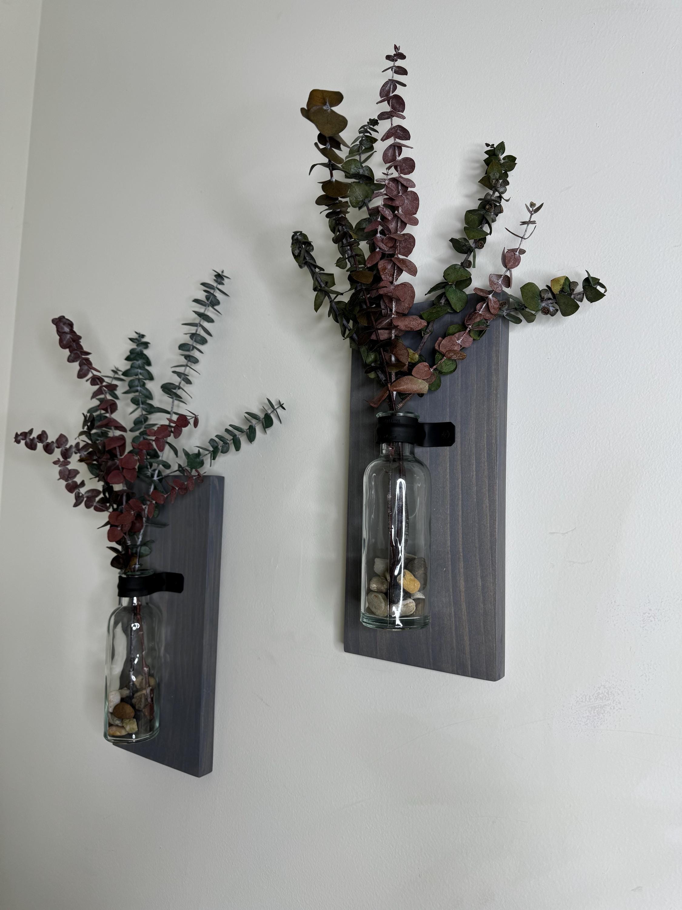 Homemade Wood Sconces - Farmhouse - Rustic - Wall Decor - Glass Vase - Etsy