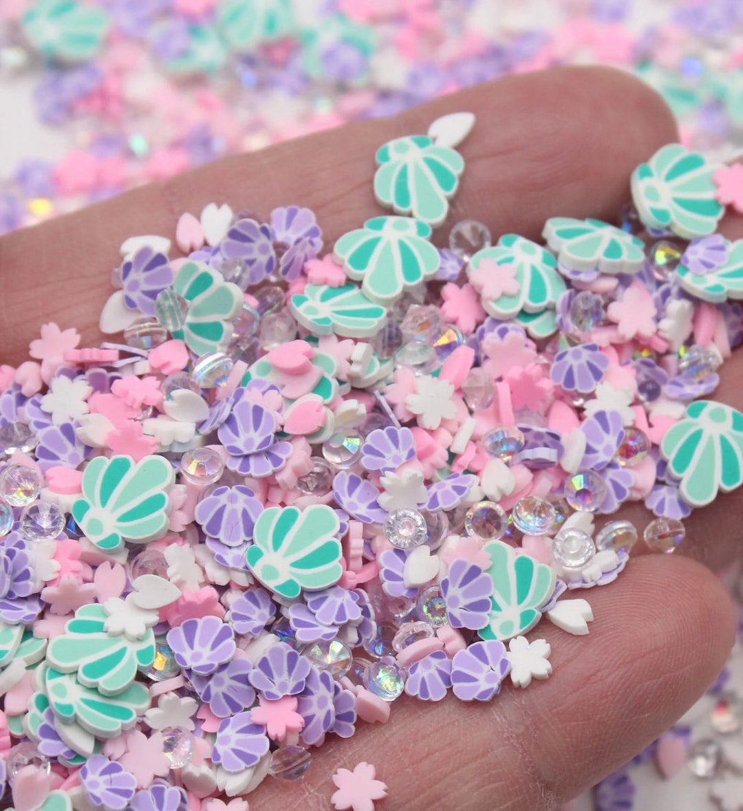 Pastel Seashell Ocean Themed Polymer Clay Sprinkle Mix. Pink Purple ...