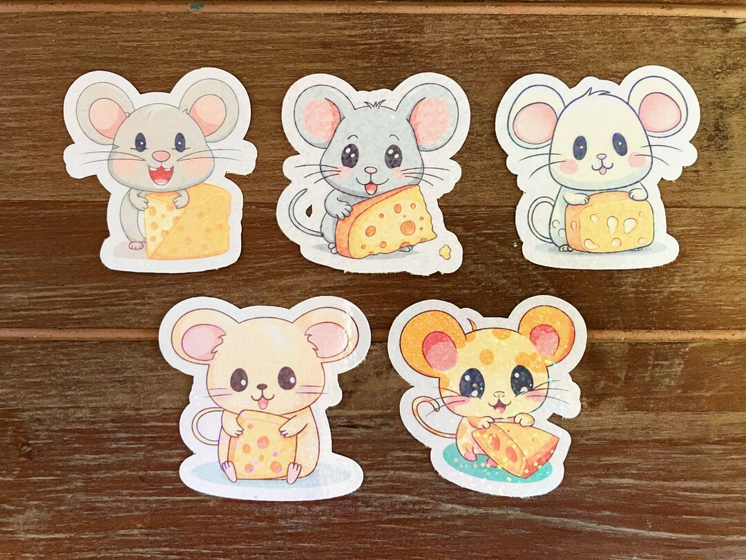 Holographic Stickers Cute Mice Scrapbooking Journals Self-adhesive Pack ...