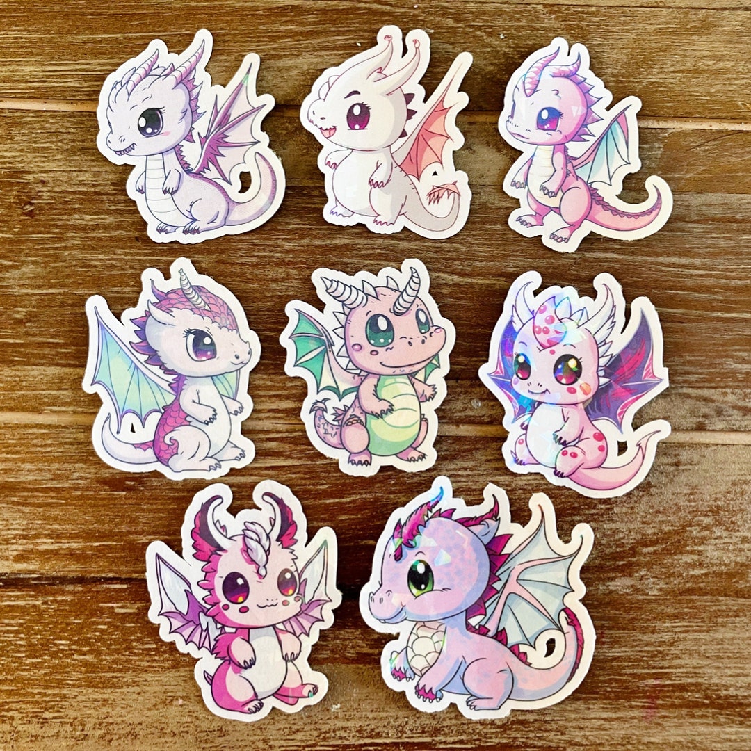 Holographic Stickers Cute Dragons Scrapbooking Journals Self-adhesive ...