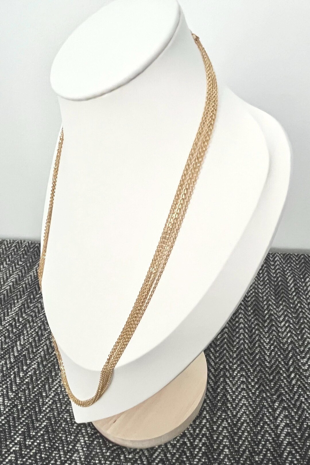 Vintage 14K Gold Five Strand Chain Necklace, Milor, Hallmarked, 23 ...
