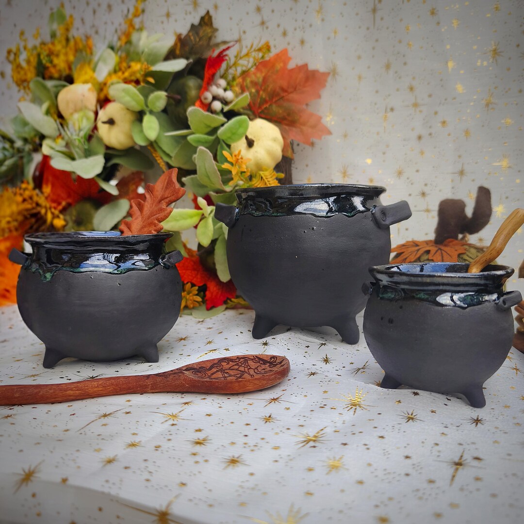 Ceramic Stoneware Cauldrons for Kitchen Green Witch Apothecary - One of ...