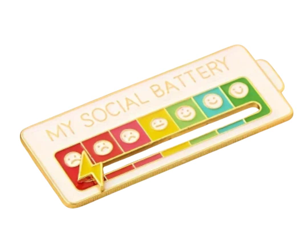 My Social Battery Sliding Pin- White - Etsy