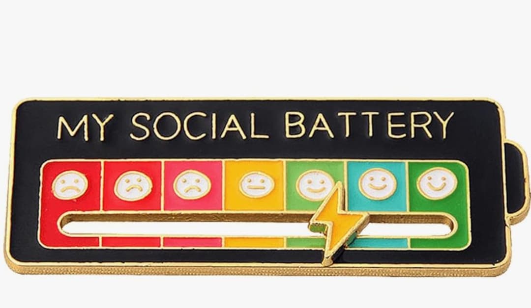My Social Battery Sliding Pin- Black - Etsy