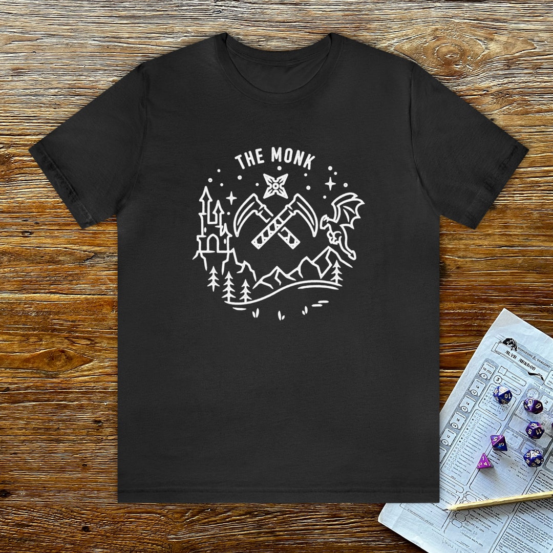 The Monk D&D Class Shirt, Dungeons and Dragons Tee, Distressed Vintage ...