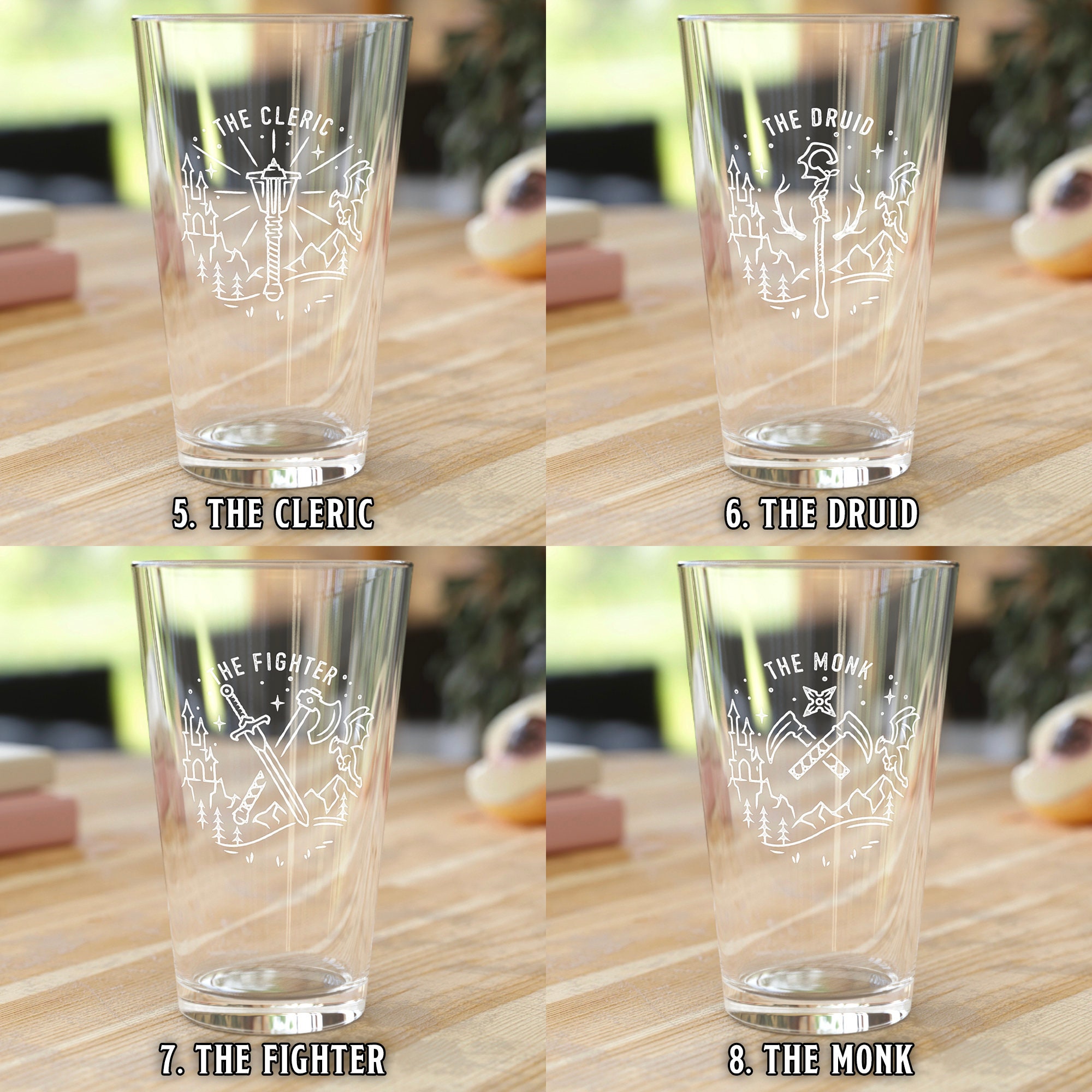 Personalized Dnd Pint Glass | Engraved Dungeons and Dragons Class Beer ...