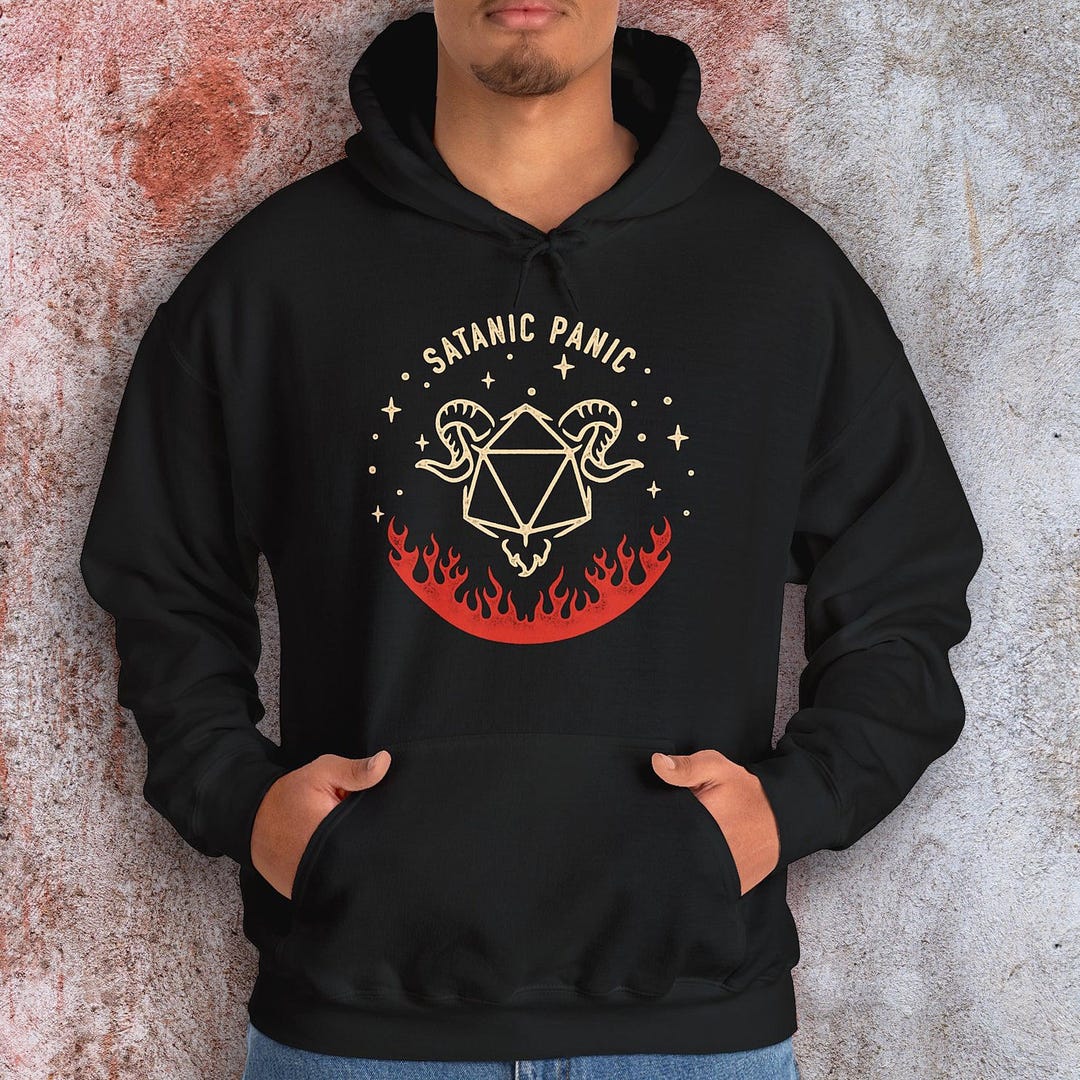Satanic Panic Dnd Hoodie, Dungeons and Dragons, Distressed Vintage D&D Apparel, 80s Geeky Dnd ...