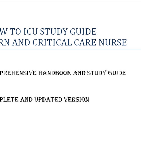 Icu Study Guide - Etsy