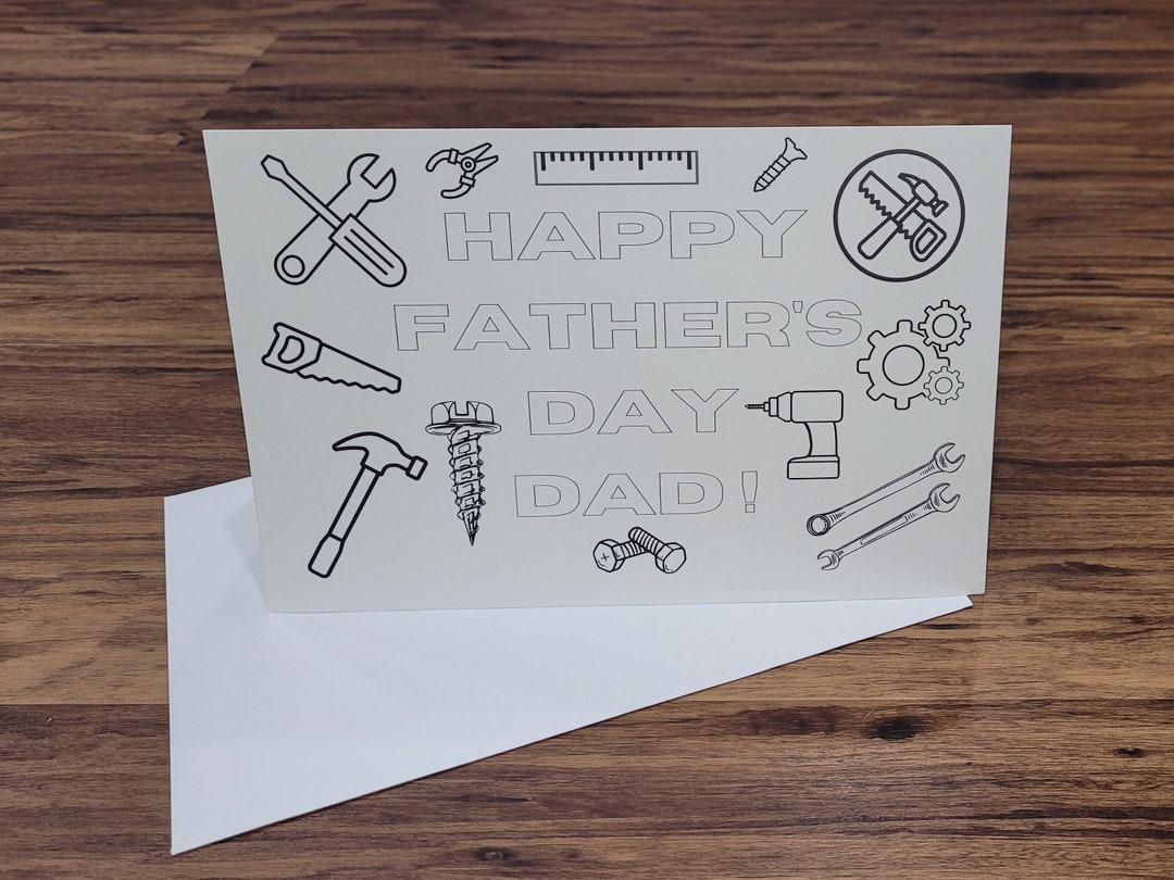 Fathers Day Coloring Card Fathers Day Gift Dad Gift From Kids DIY ...