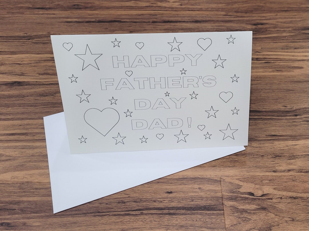 Fathers Day Coloring Card Fathers Day Gift Dad Gift From Kids DIY ...