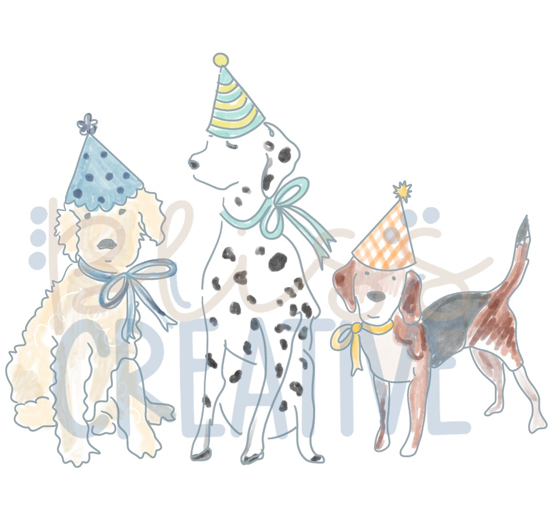 Party Dogs Digital Clipart Instant Download - Etsy