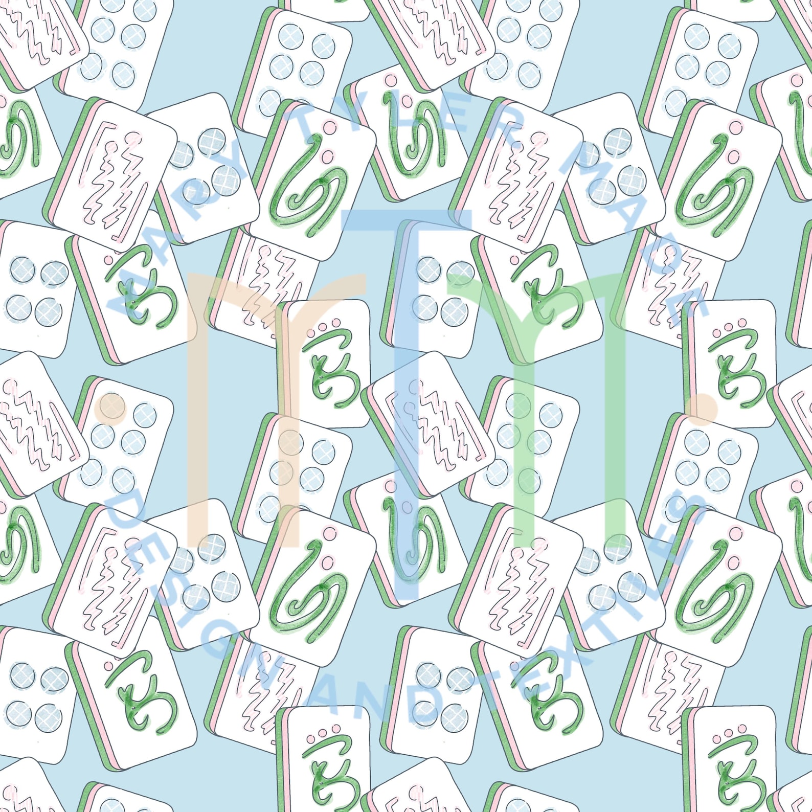 Watercolor Mahjong Tiles Seamless Design- Instant Download - Etsy
